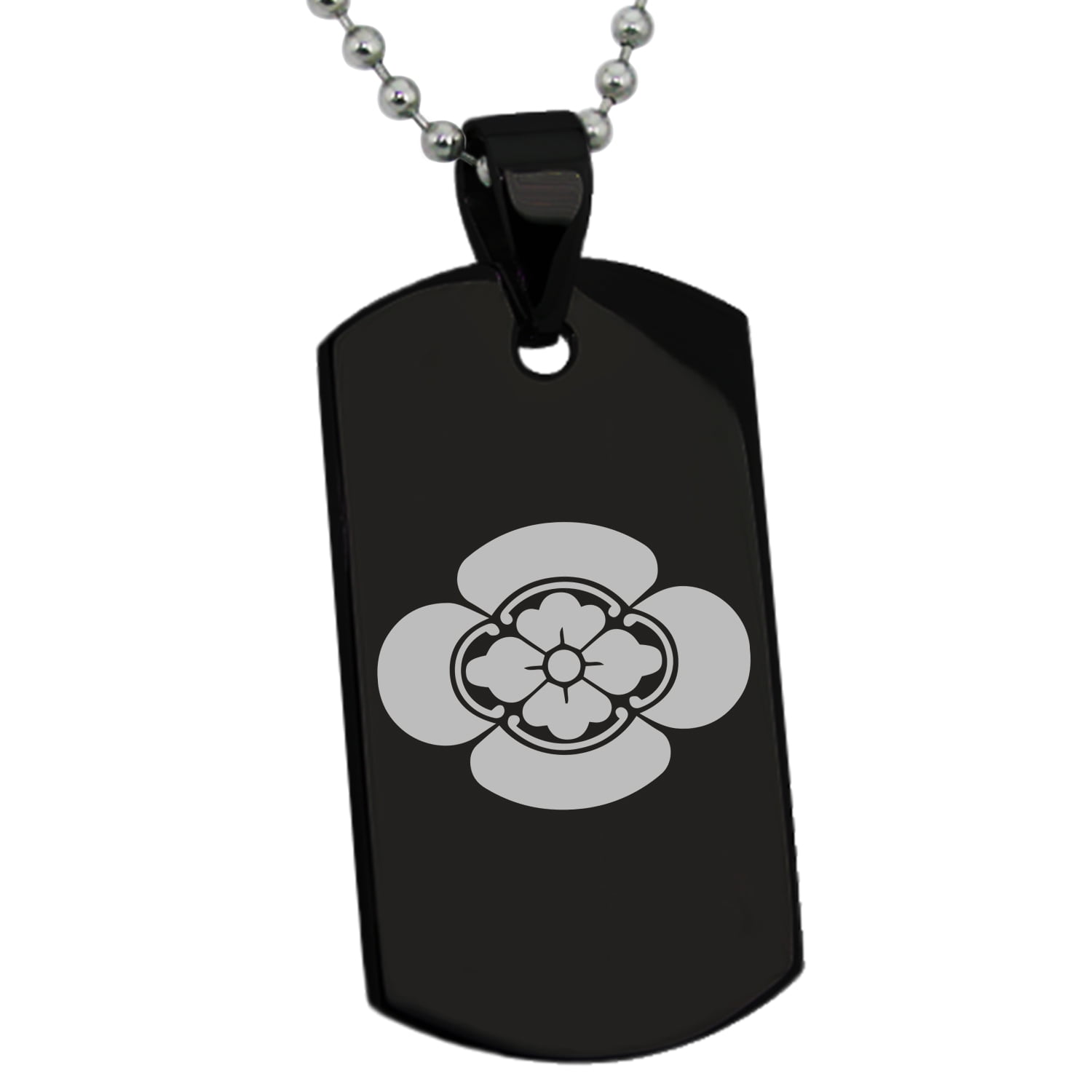 Stainless Steel Ikeda Samurai Crest Engraved Dog Tag Pendant Necklace ...