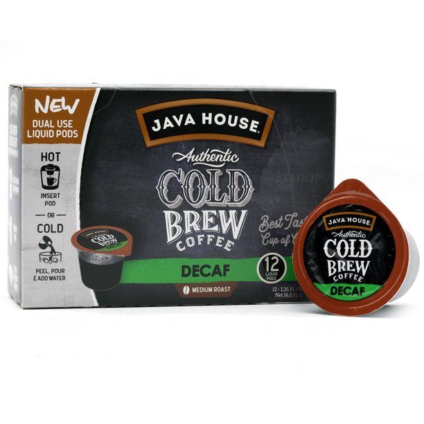 Java House® Authentic Cold Brew Coffee Pods, Decaf Colombian Black, 12 ...