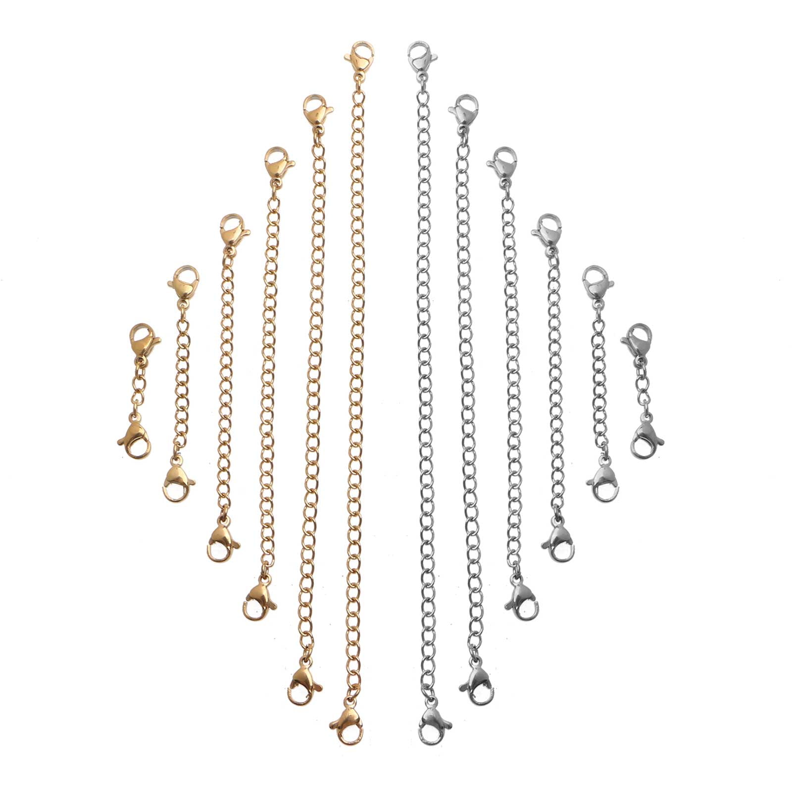 12 Pcs Necklace Extender Silver Gold Extension Chains for Jewelry ...