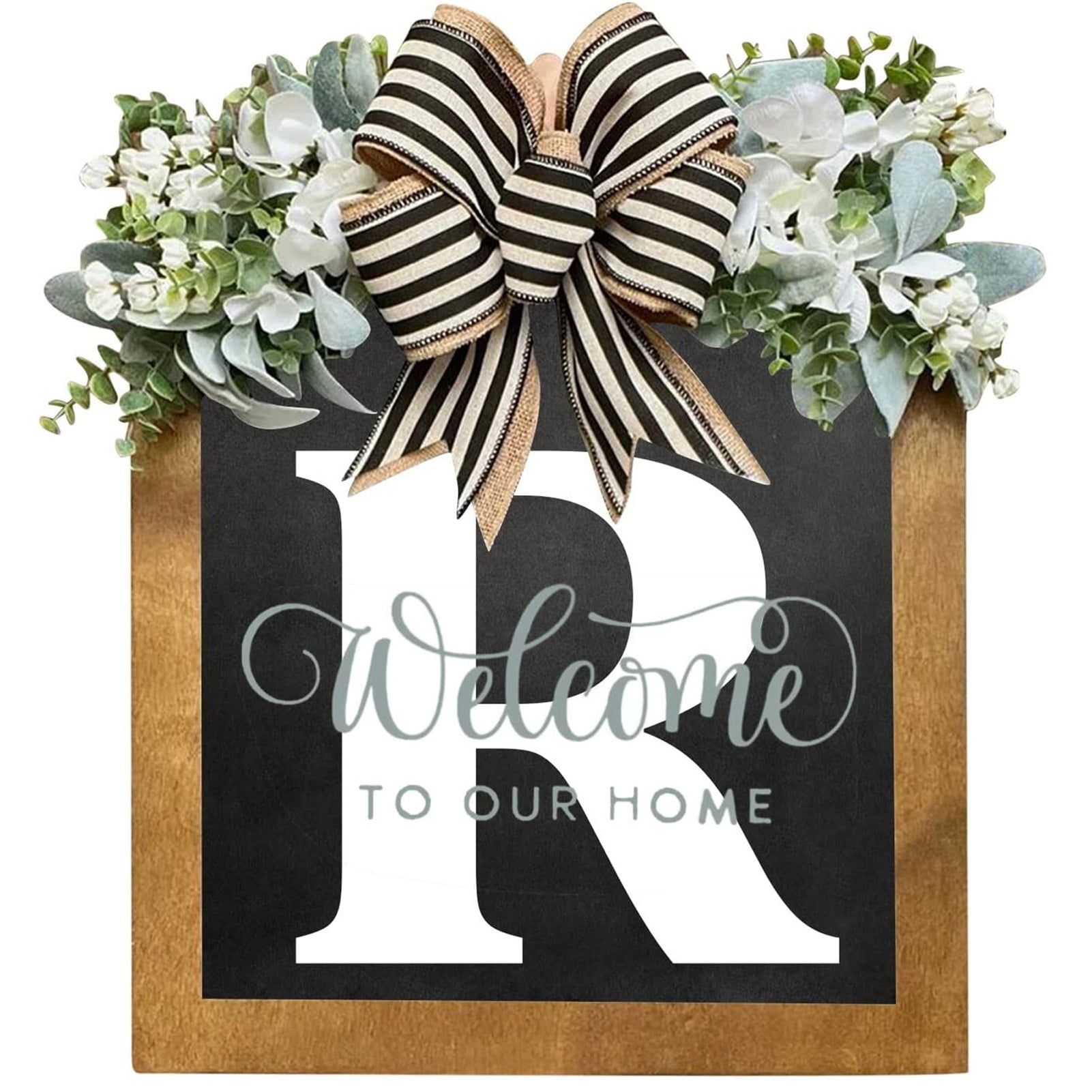 UDIYO Last Name Front Door Wreath, Welcome Sign Door Sign for Spring ...