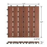 BuxWellBang 12'' x 12'' Interlocking Deck Tiles, Acacia Wood for ...