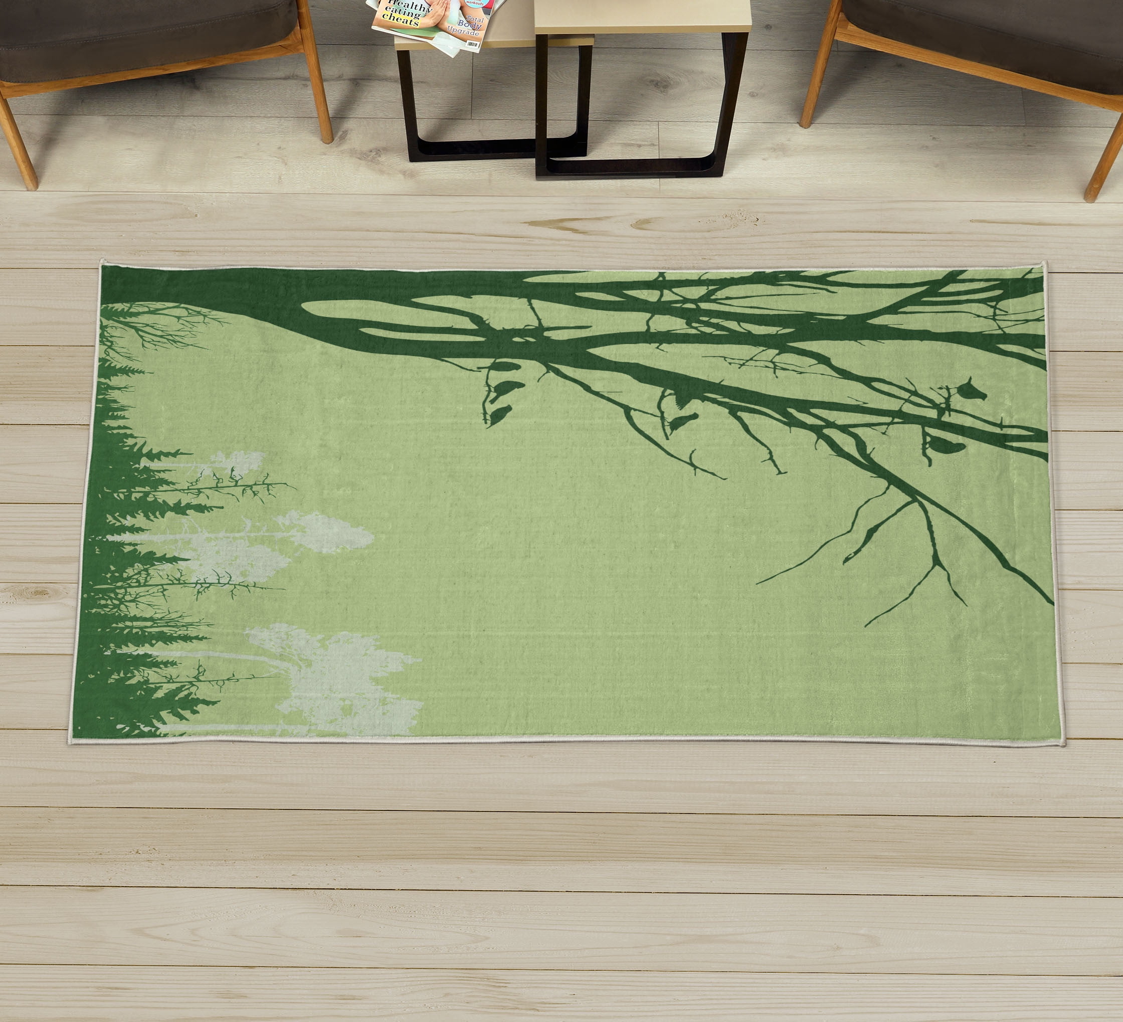 Forest Decorative Rug, Nature Theme the Panorama of a Forest Pattern ...