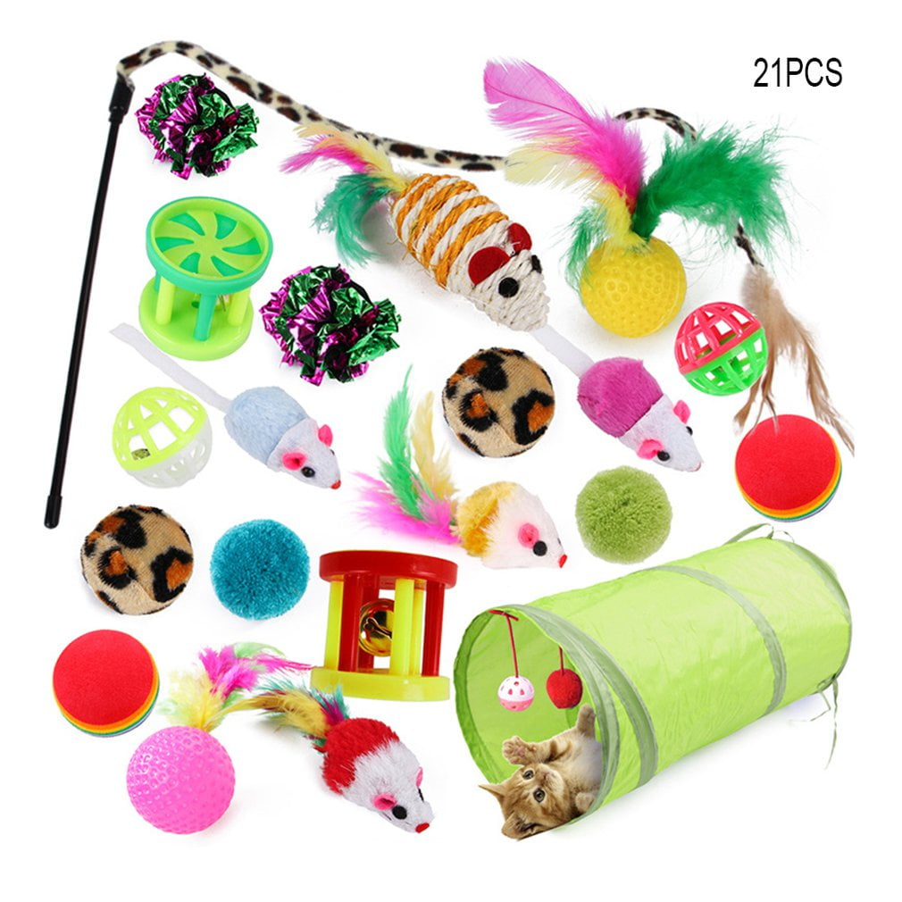 Click here for Outad 21pcs Cat Teasing Toys Kitten Tunnel Feather... prices