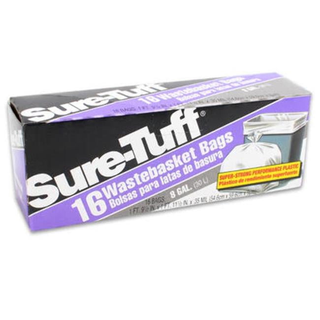 DDI 2328086 8 gal Sure-Tuff Wastebasket Bag, White - 16 Count - Case of ...