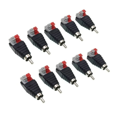 YERDGARY 10 Pack RCA to Speaker Cable Adapter Subwoofer Phono RCA Male to AV 2 Female Screw ...