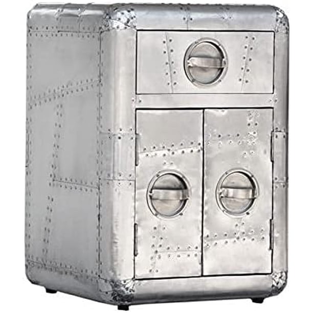 Nauticalmart Aviator Aero Aluminum Side End Table,Bed Side One Drawer,2 ...