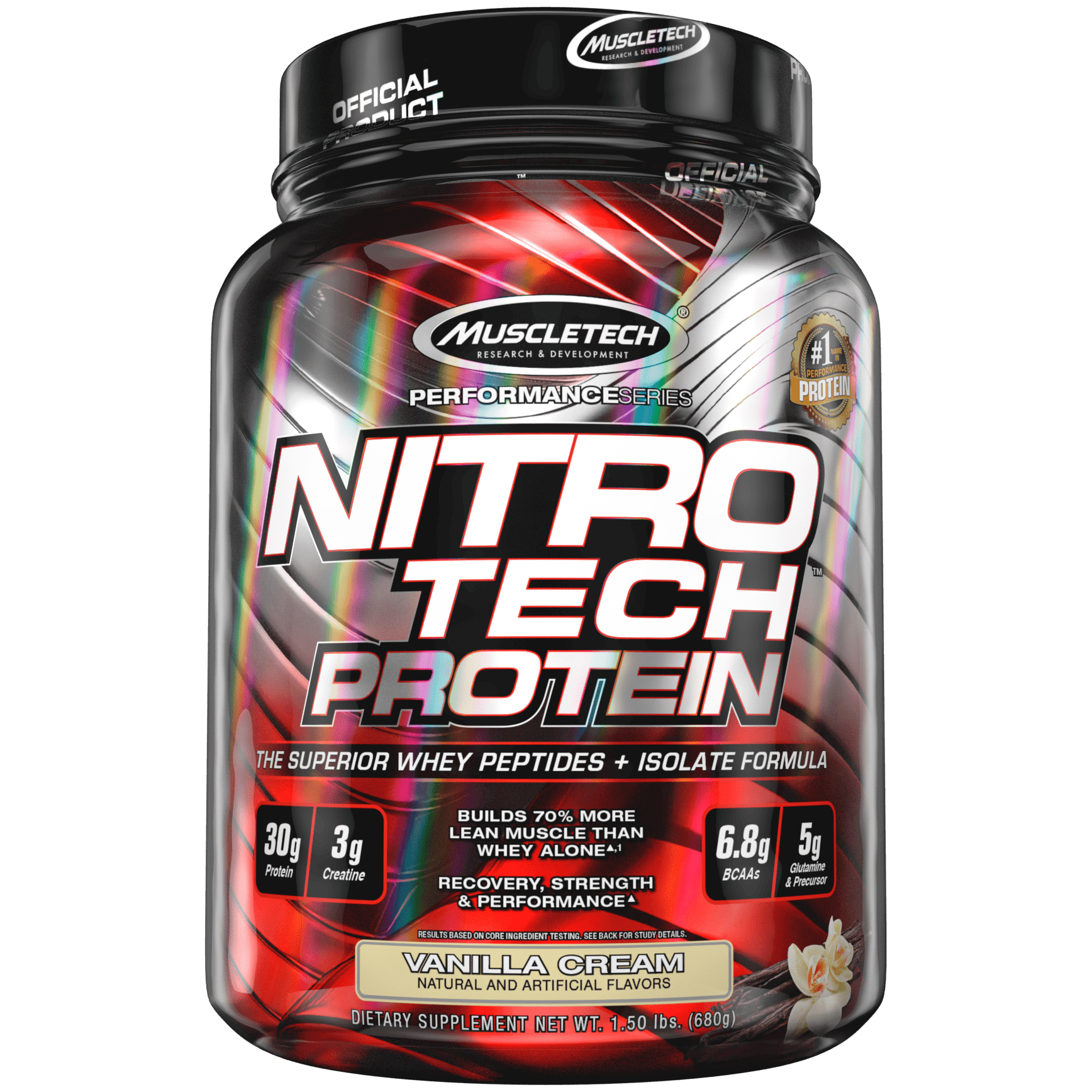 NitroTech 100% Whey Isolate Protein Powder, Vanilla Cream, 30g Protein ...