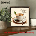 2D Flat, 1Pc Wood Frame Sign coffee cup, coffee beans, oil painting ...