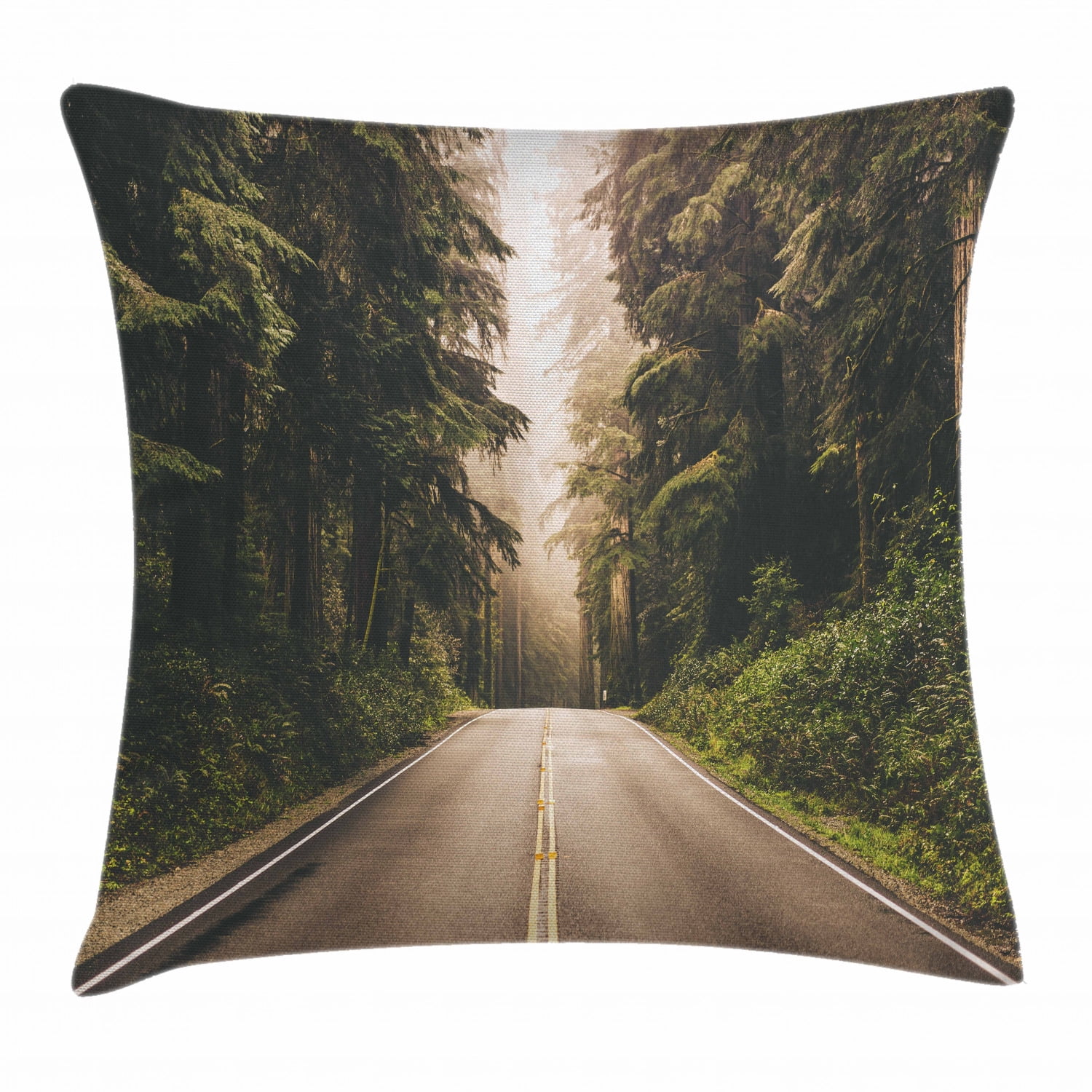 Adventure Throw Pillow Cushion Cover, Straight Highway in Northern ...