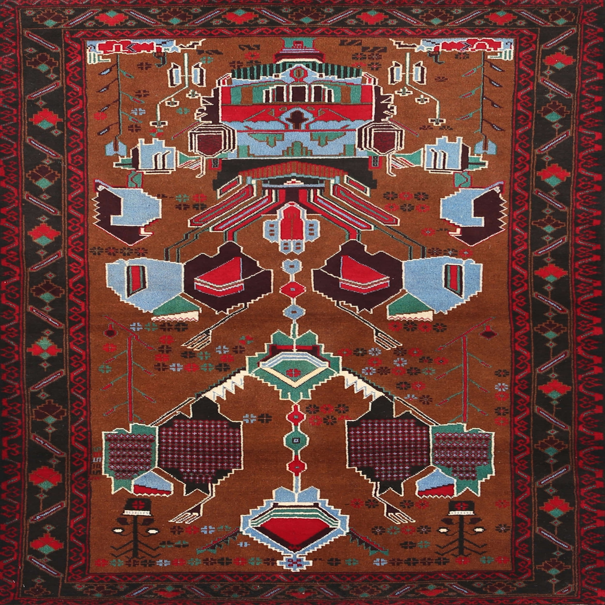 Ahgly Company Indoor Square Traditional Chestnut Brown Persian Area ...