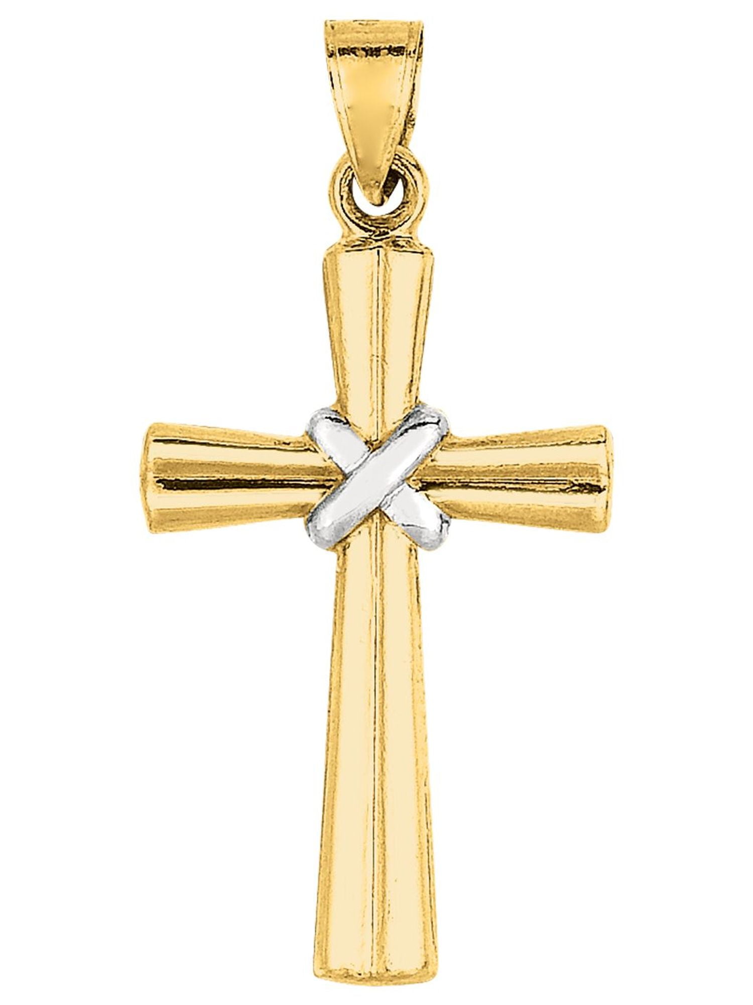 Finejewelers 14 Kt Two Tone Gold Fancy Cross Pendant Necklace 18 inch ...