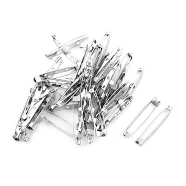 Metal Pin Back Brooch Finding DIY Base Silver Tone 4cm Length 80pcs ...