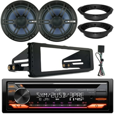 JVC KD-T910BTS Single DIN In-Dash CD Player Bluetooth USB AUX AM/FM Radio Receiver Bundle Combo ...