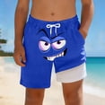 Boys Swimwear Set Funny Face Print Trunks Shorts Mesh Liner Pool Ocean ...