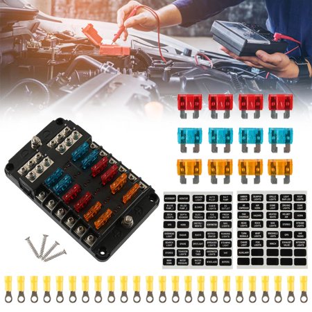 12 Way Fuse Box with Negative Terminals 12 Circuits Fuse Box Holder ...