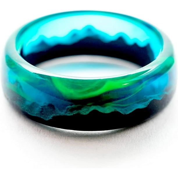 YVE Wooden Epoxy Ring, Glow Rings, Luminous Glow Ring Glowing in the ...