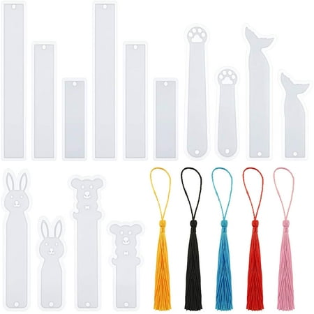 64 Pieces Silicone Bookmarks Resin Mold Set 14 Pieces Bookmarks Casting ...