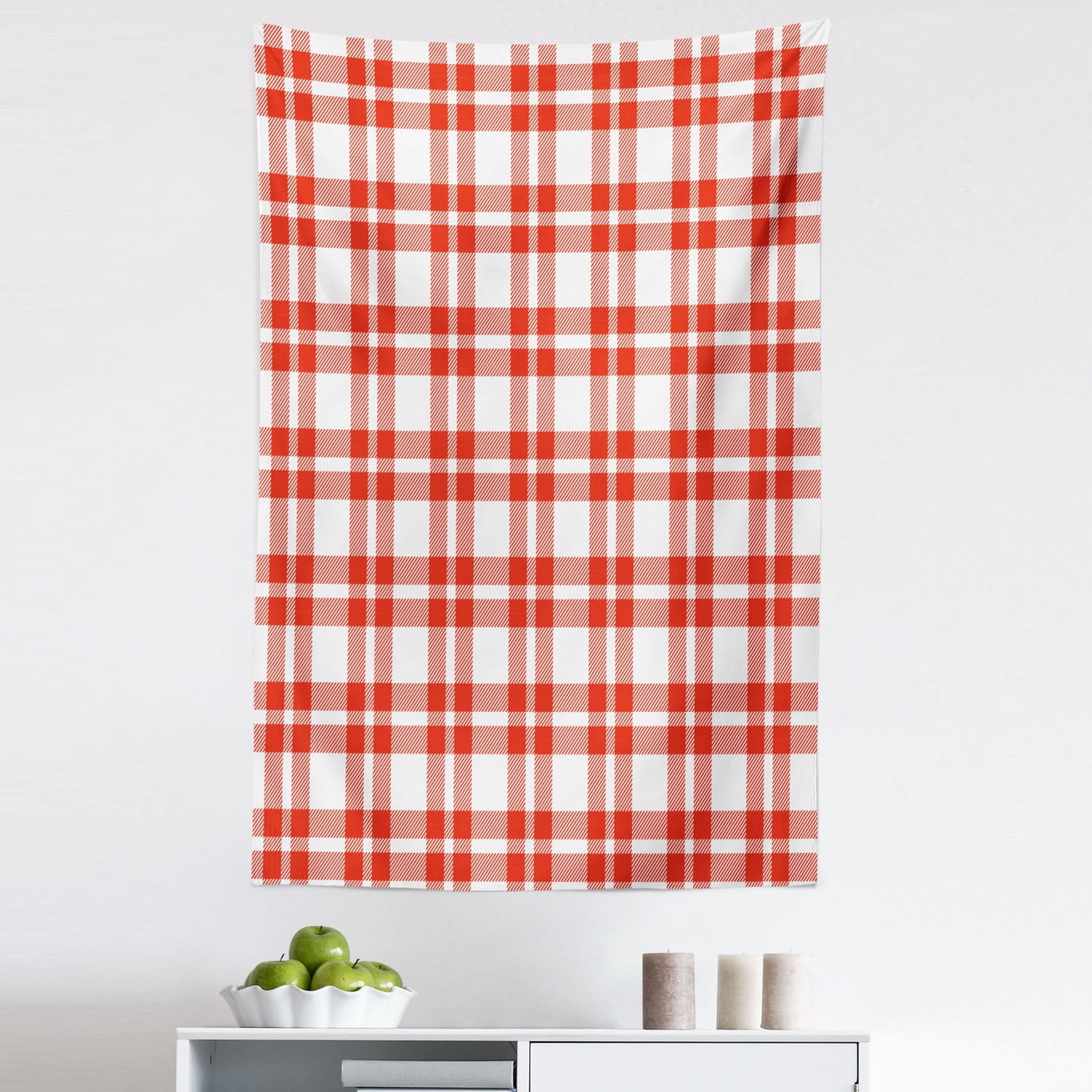 Plaid Tapestry, Retro-Modern Style Checkered Pattern Squares and ...