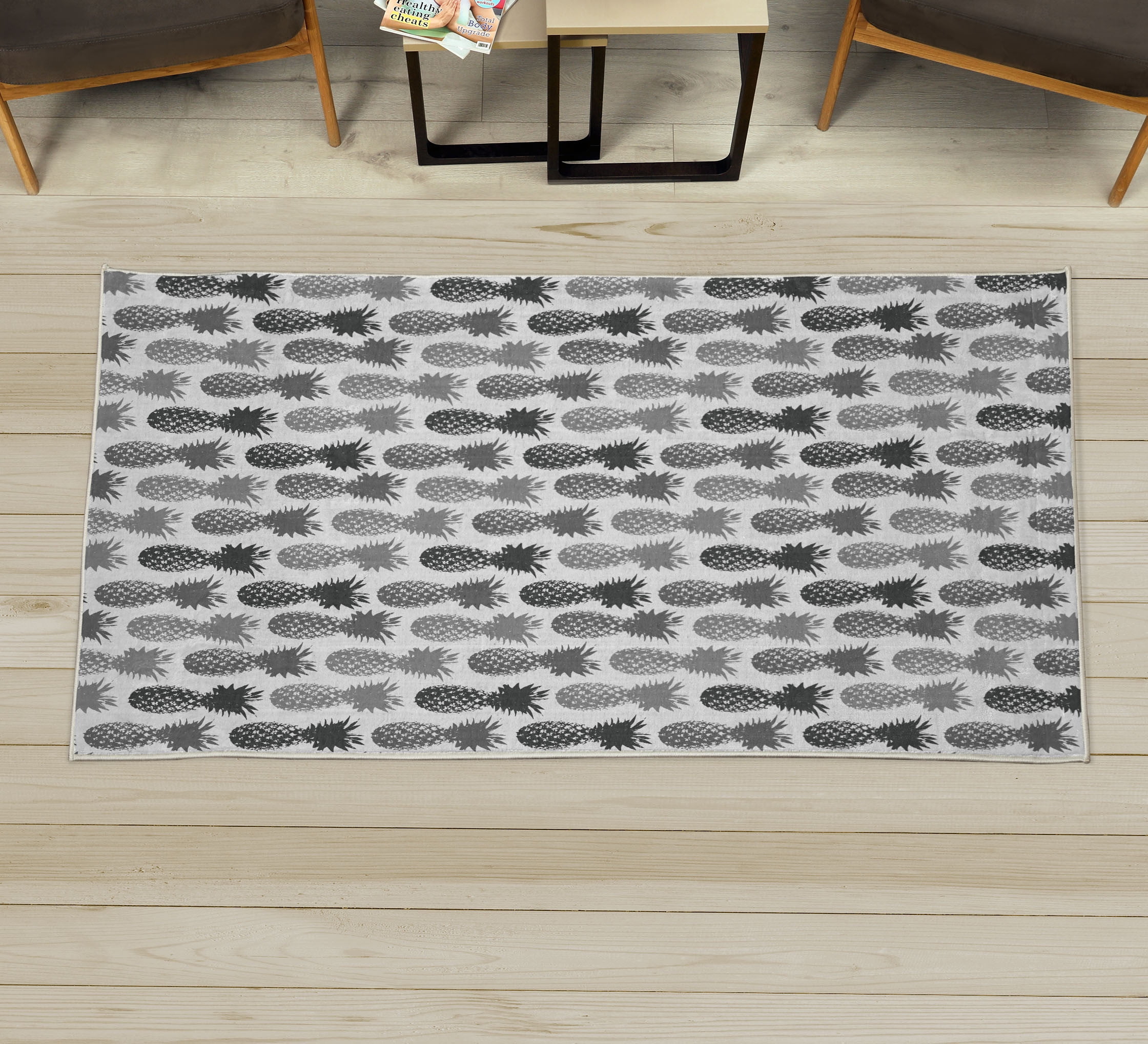 Pineapple Decorative Rug, Summer Island Tropic Fruit Pattern Stamped ...