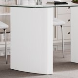 SSLINE Dining Table with 0.39" Thick Tempered Glass Top and White ...