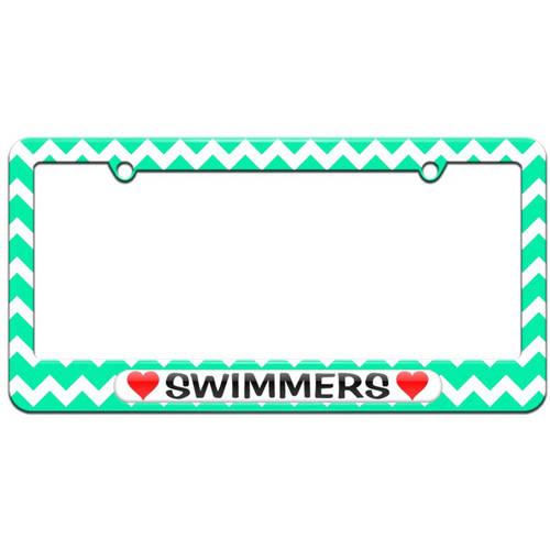 Swimmers Love with Hearts License Plate Tag Frame, Multiple Colors ...