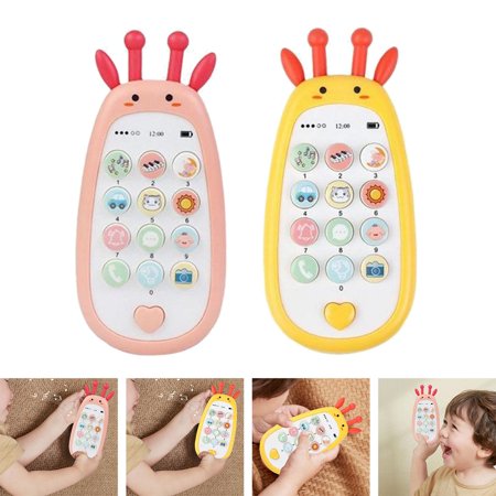 2 Pieces Cartoon Mini Phone Toys With Sounds for Children Toddlers and ...