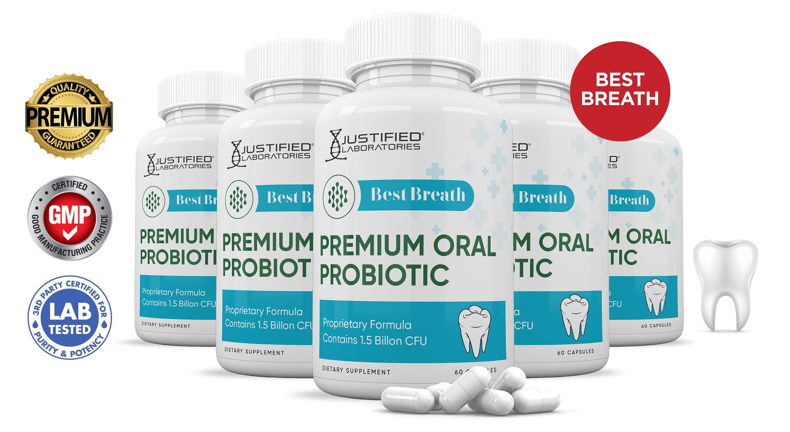 (5 Pack) Best Breath 1.5 Billion CFU Probiotic Oral Support 300 ...