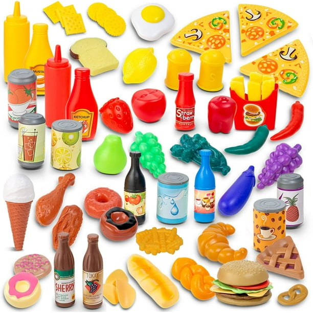 ToyVelt 70-Piece Pretend Play Food Toys for Kids Play Kitchen - BPA ...