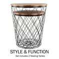 Lavish Home End Table with Storage – Round Wire Basket Base Nesting ...