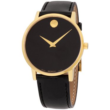 Movado Museum Black Dial Black Leather Strap Ladies Watch 2100004 ...