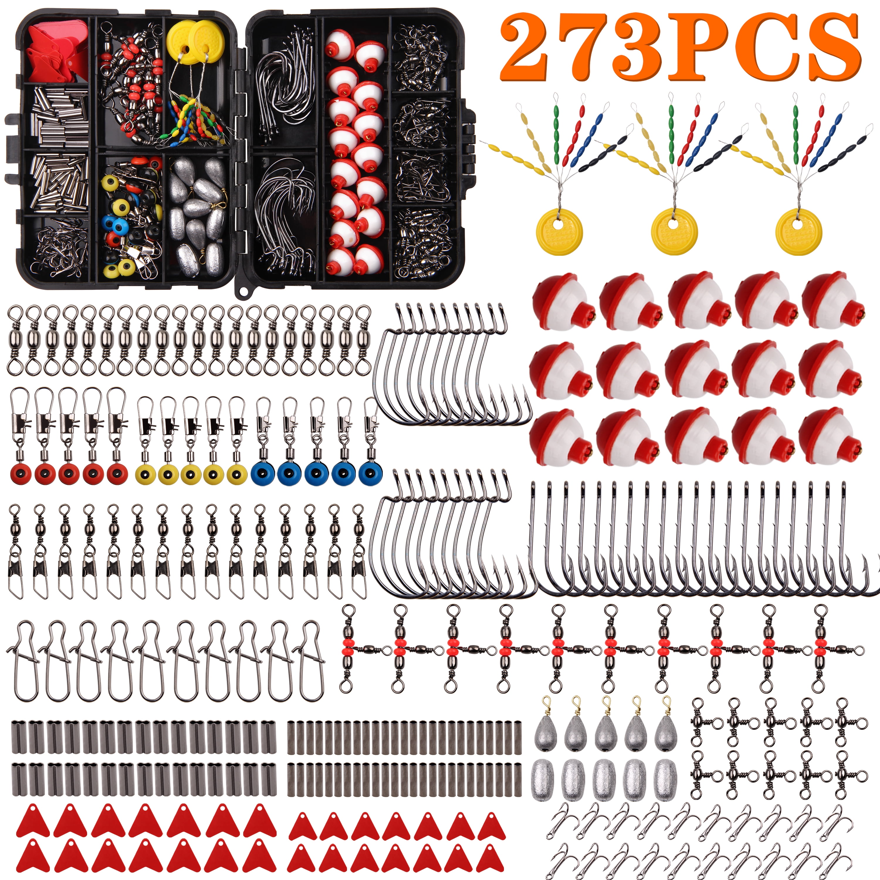 Fishing Tackle Accessories Box Kit, 273pcs Fishing Bobbers(0.5in ...