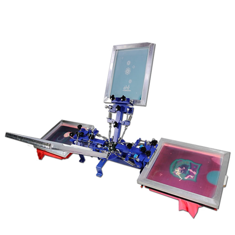 PreAsion 4 Color 2 Station Single Rotating Screen Printing Press ...