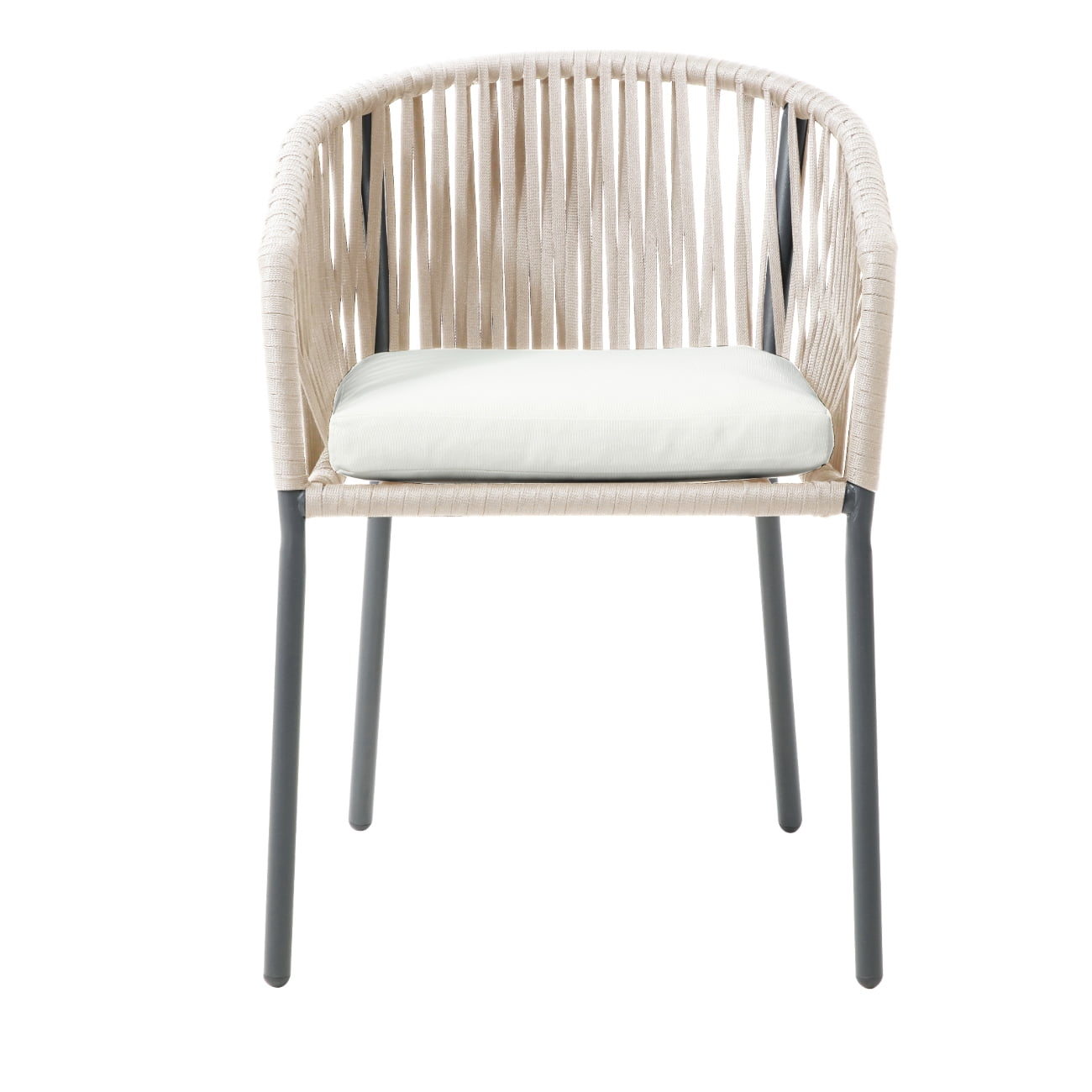 Silla de Exterior ALTEREGO DESIGN Beige con Asiento Acolchado de Hule ...