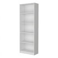 Home Square 4 Shelves Engineered Wood Bookcase in White - Set of 2 ...