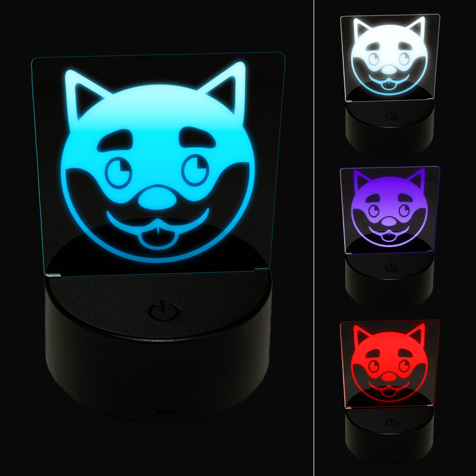 Husky Dog Face Happy LED Night Light Sign 3D Illusion Desk Nightstand ...