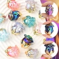 1 Box 14Pcs 7 Colors Rose Flower Bead Acrylic Rose Beads Iridescent 3D ...