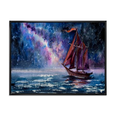 Designart 'Red Sails & Bright Night Sky With Woode | Walmart Canada