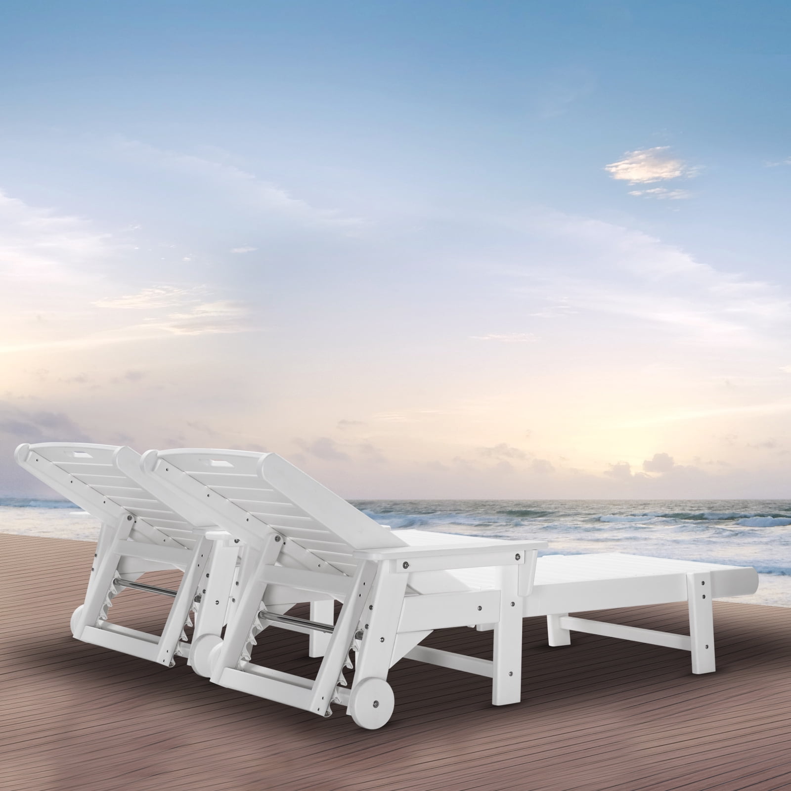 UBesGoo 2 Pieces HDPE Recling Chaise Chair, Outdoor Lounge Chairs, Pool ...