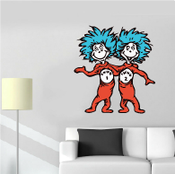 Dr Seuss Thing One And Thing Two Famous Happy Character Wall Art Dr Seuss Thing One And Thing Two Famous Happy Character Wall Art