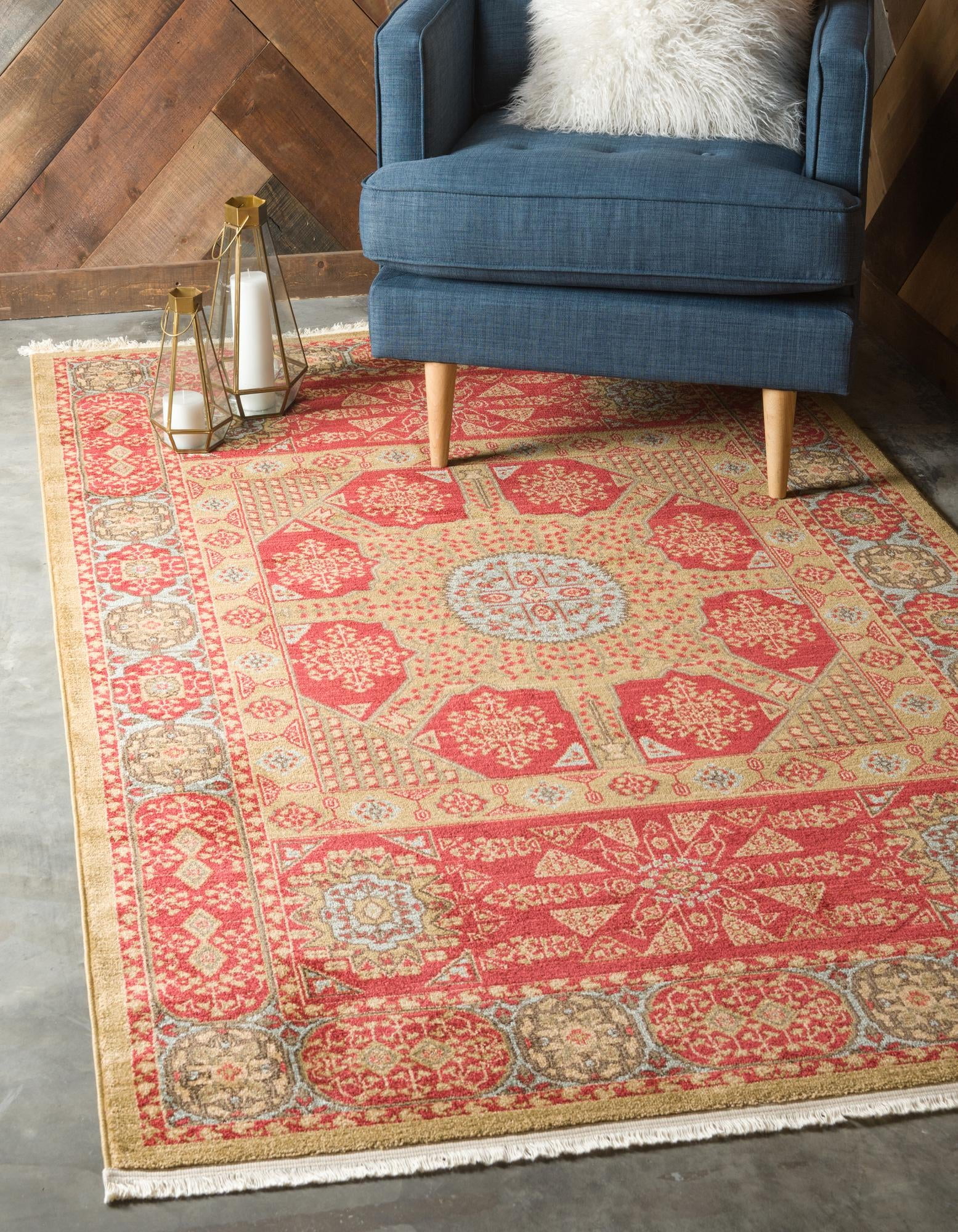 Rugs.com Amina Collection Rug – 6' x 9' Red Flatweave Rug Perfect For ...