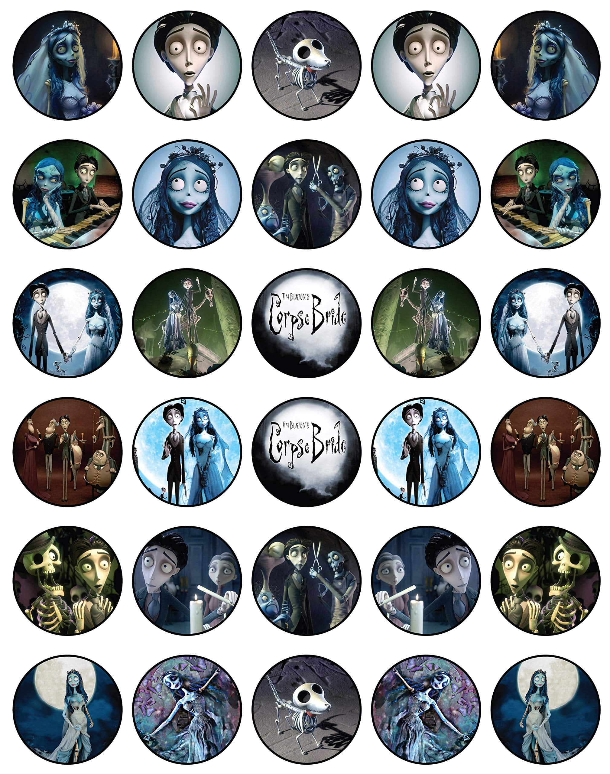 30 x Edible Cupcake Toppers Themed of Tim_Burton's CORPSE BRIDE ...