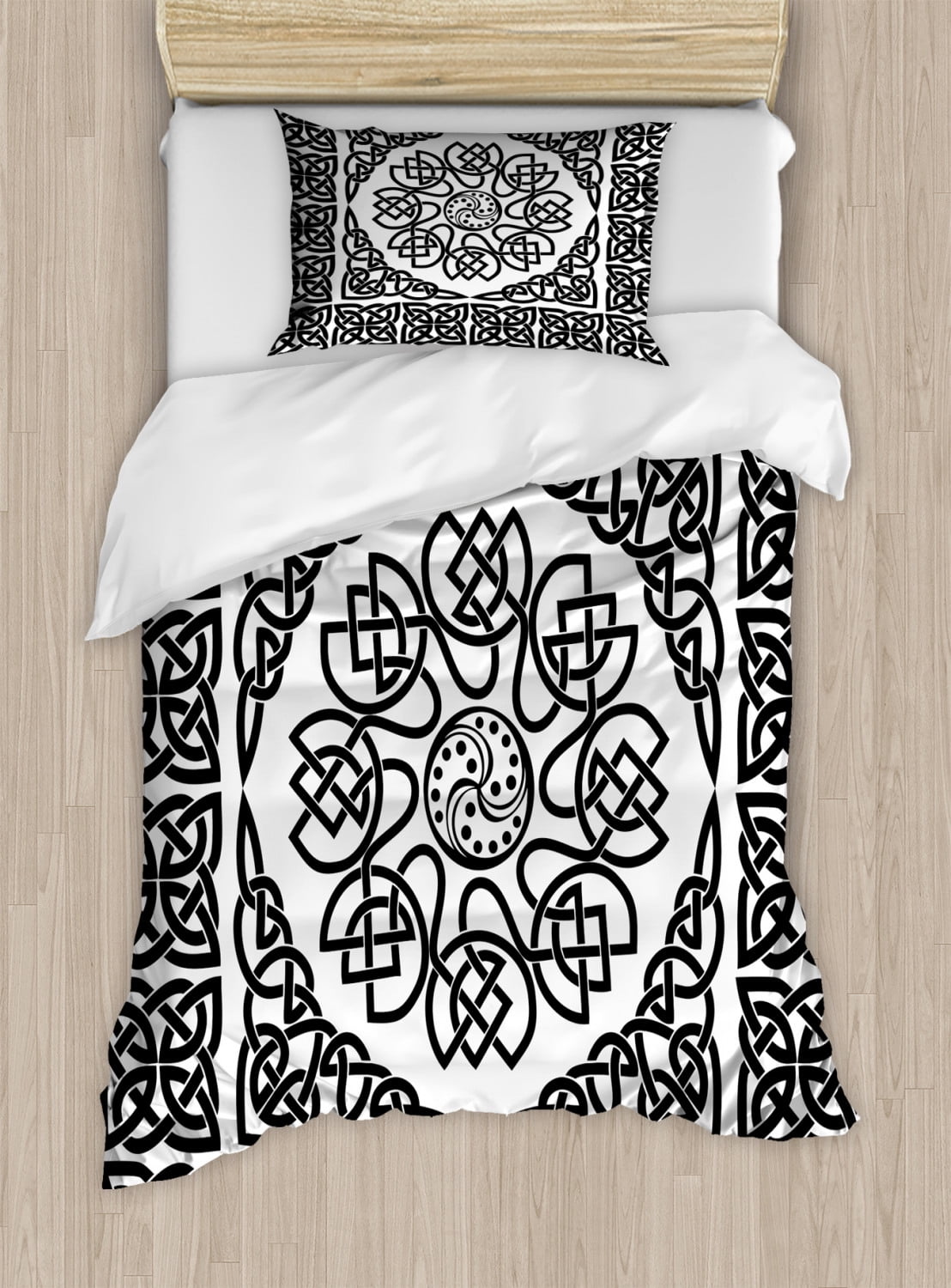 Celtic Twin Size Duvet Cover Set, Filigree Style Endless Celtic Knot ...
