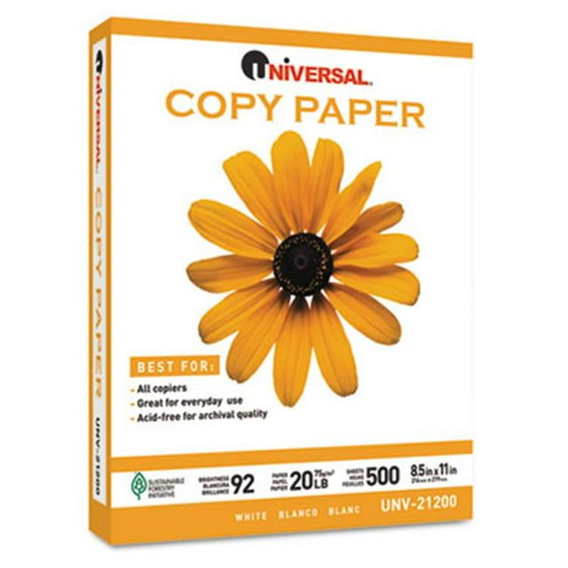 Universal UN Copy Paper 92 Brightness 20lb 8.5 x 11 White 5000 Sheets ...