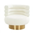 Maklaine 17.3" Transitional Velvet Swivel Accent Chair in Cream ...