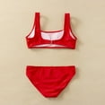 Angala Toddler Girl 2 Piece Swimsuit Sport Red Solid Color High Waist ...