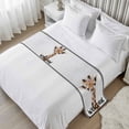 Cute Giraffes Bed Runner Queen Size Welcome Words Animal Flower Film ...