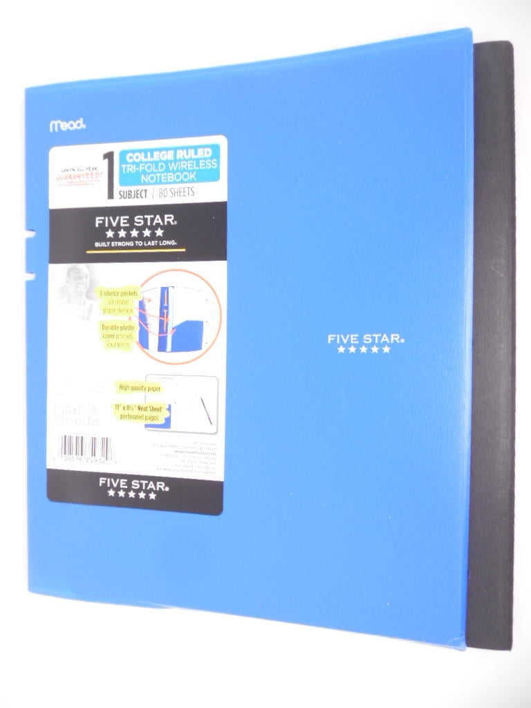 Five Star Composition Notebook College Ruled Trifold 2-Pocket Folder ...