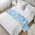 Blue White Color Block Bed Runner Twin Size Summer Watercolor Square ...