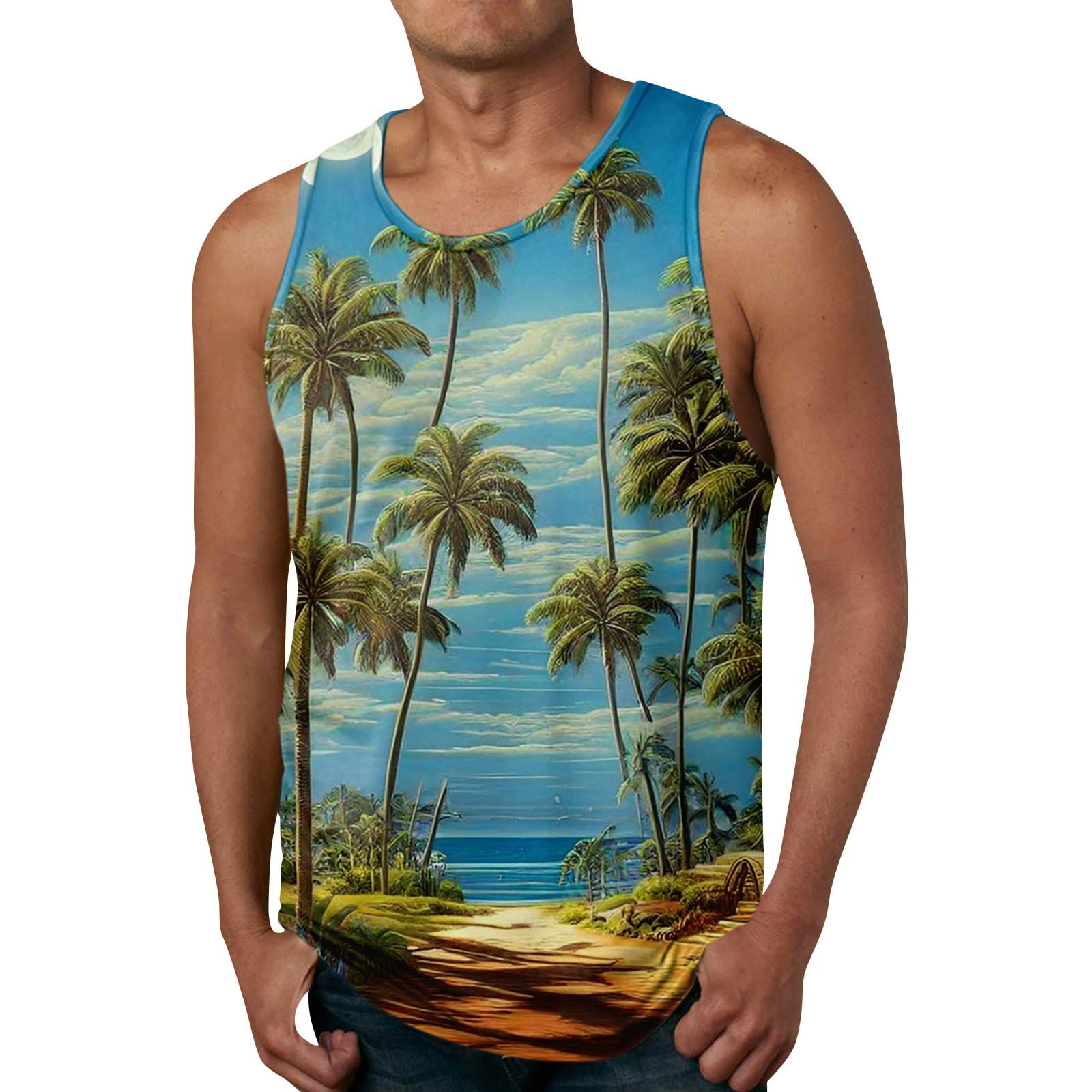 Hawaiian Tanks For Men Casual Fashion Sleeveless Summer Beach Printed ...