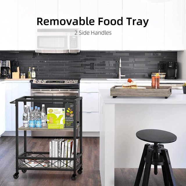 Bar Cart, Bar Carts for The Home, Bar Carts on Wheels, 3 Tier Bar Cart ...